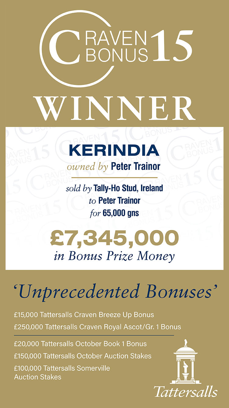 Kerindia Wins £15,000 Craven Breeze Up Bonus and Earns £19,050