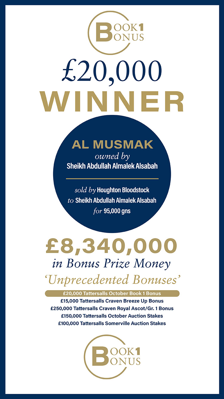 Al Musmak wins £20,000 October Book 1 Bonus and Earns £35,462